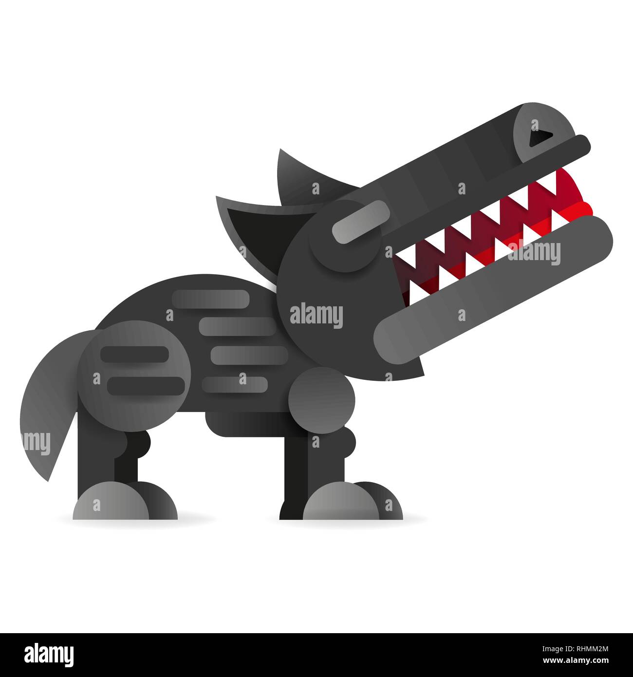 Big bad cartoon wolf. Vector clip art illustration on white background ...