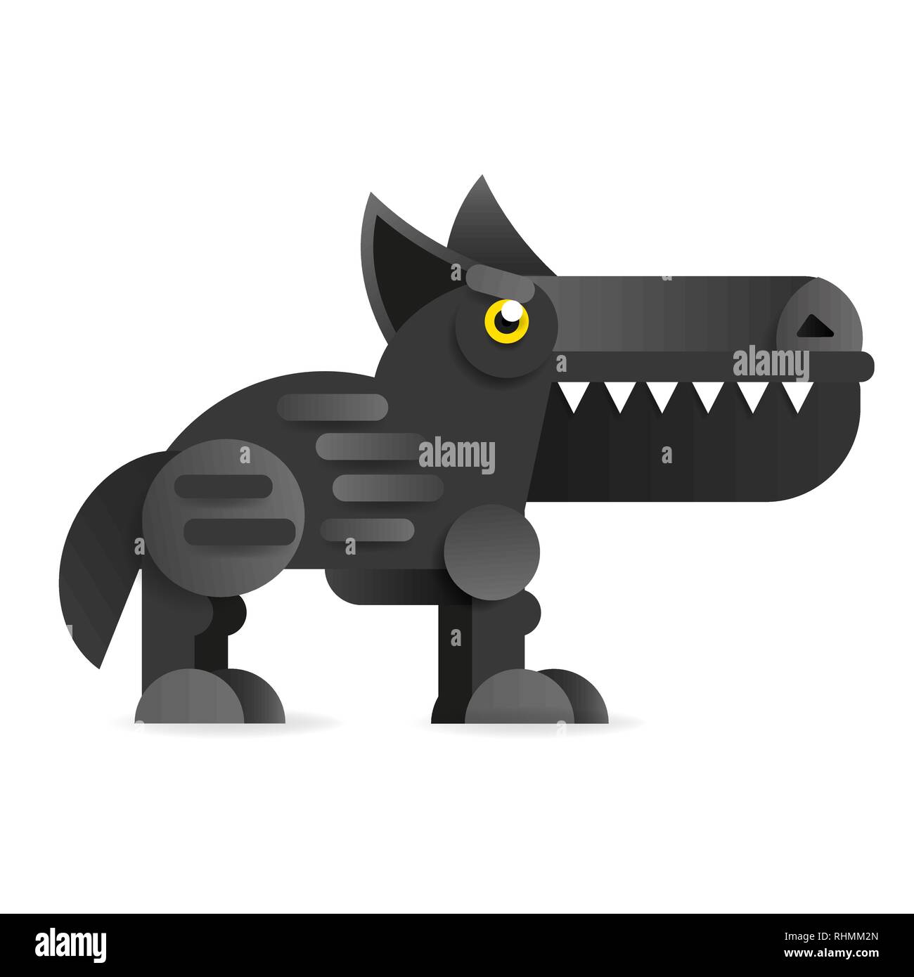 Big bad cartoon wolf. Vector clip art illustration on white background ...