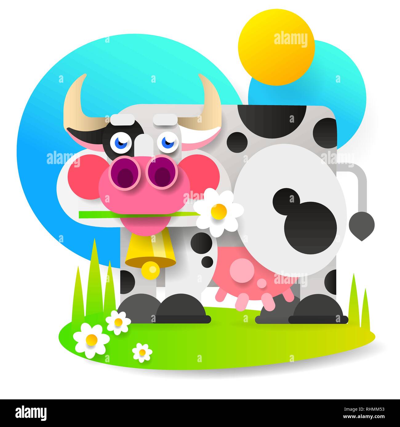 Cow.cartoon Vector Illustration Flat For Your Design Stock Vector Image ...