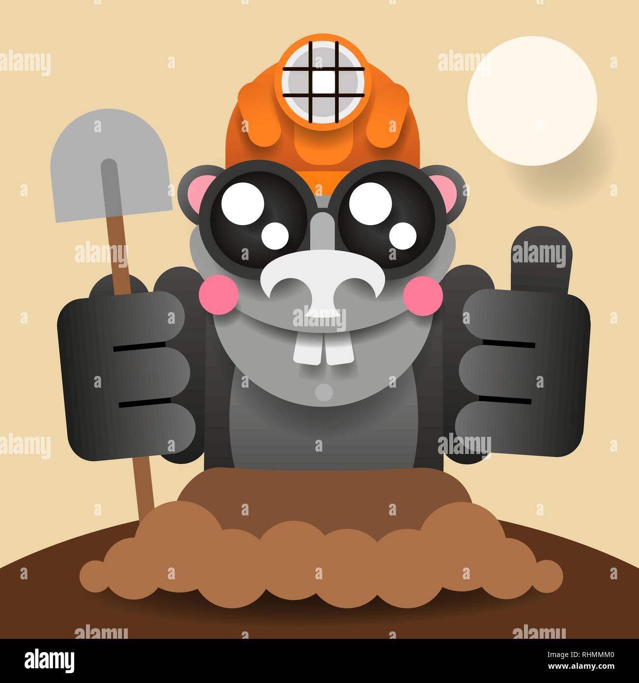 Mole Digging Out of the dirt animal cartoon character vector ...