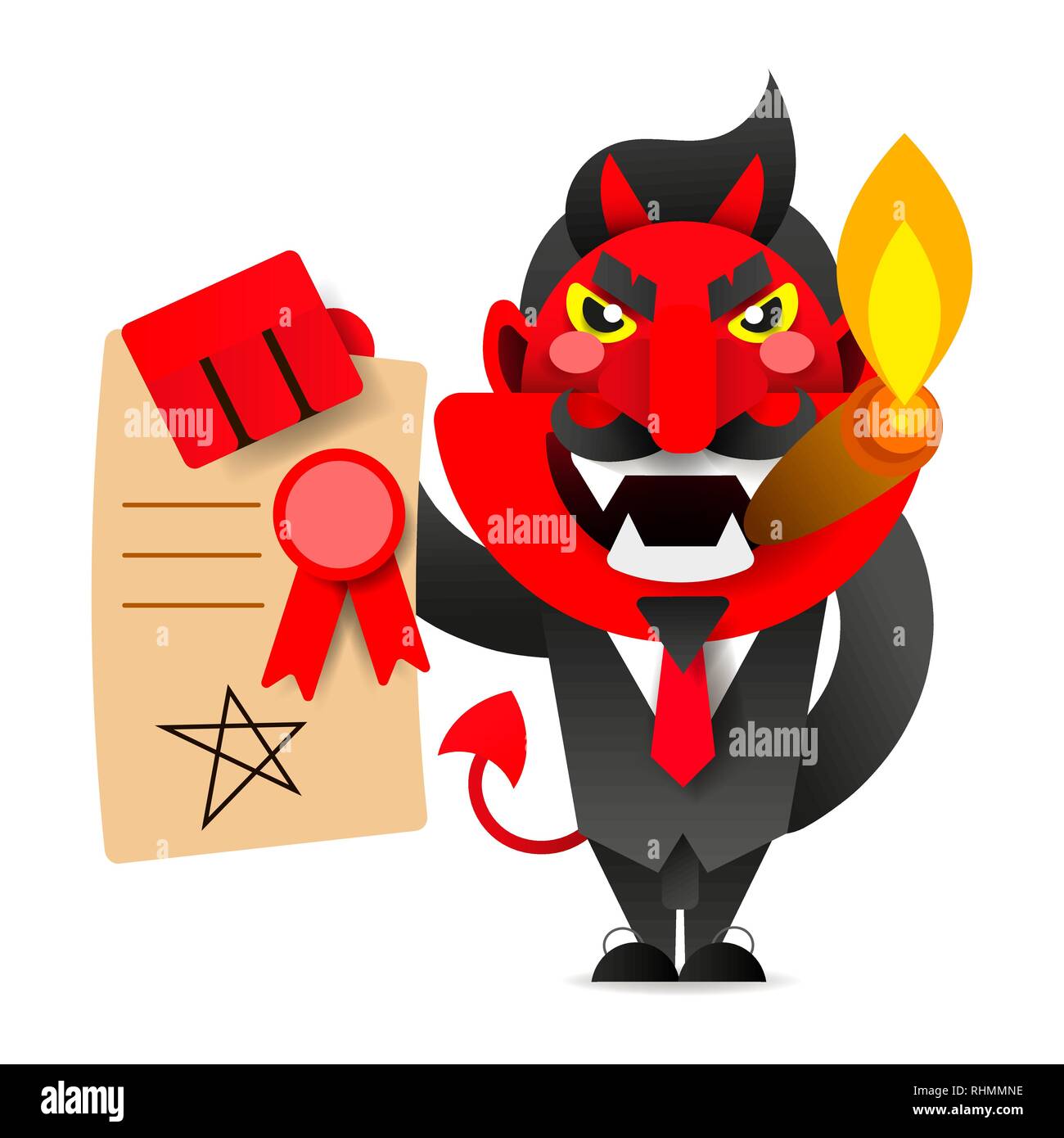 Devil showing the contract for your signature.Vector illustration Stock ...