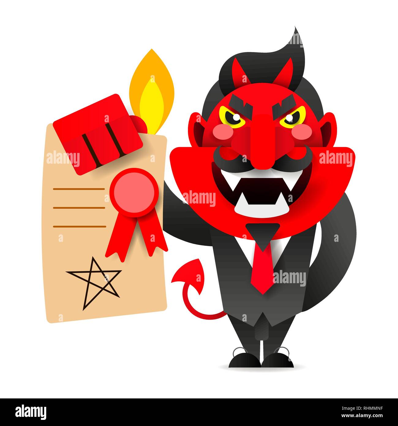 Devil showing the contract for your signature.Vector illustration Stock ...