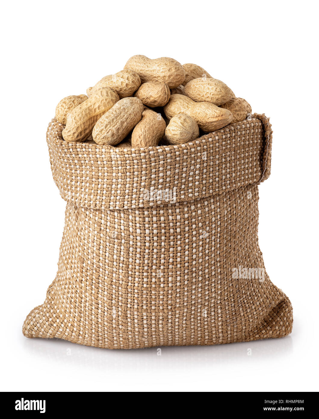 unshelled peanuts in sack isolated on white background Stock Photo - Alamy