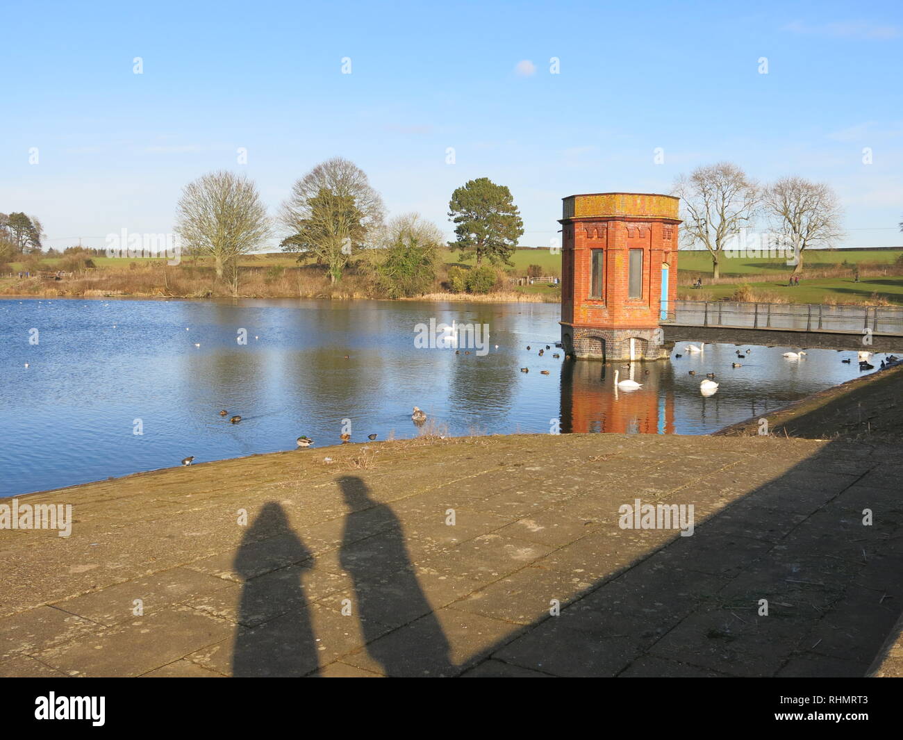 View of two shadows by the Valve Tower that was part of the engineering ...