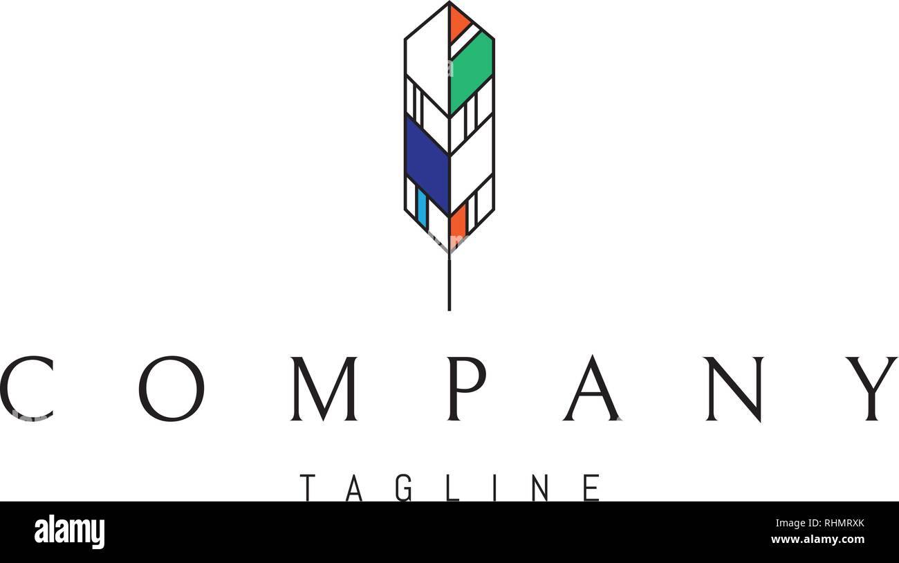 The logo depicts an abstract vision of feathers Stock Vector Image ...