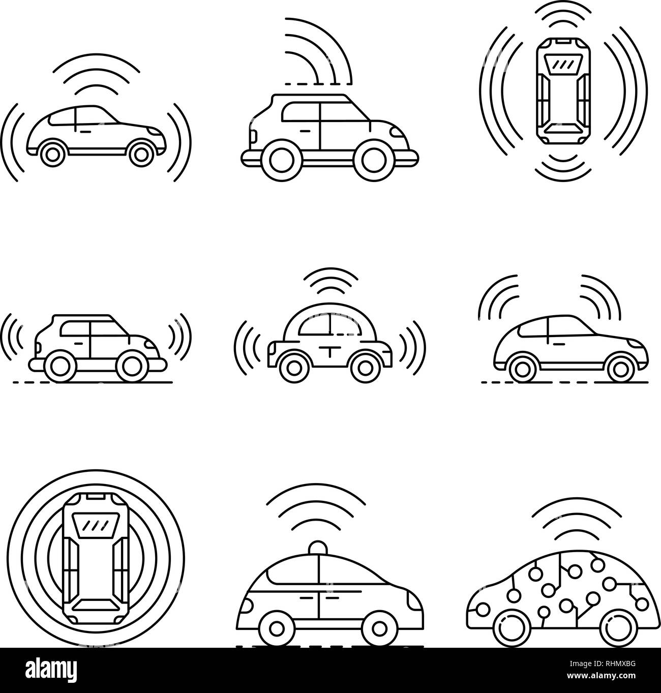 Driverless car icons set, outline style Stock Vector Image & Art - Alamy