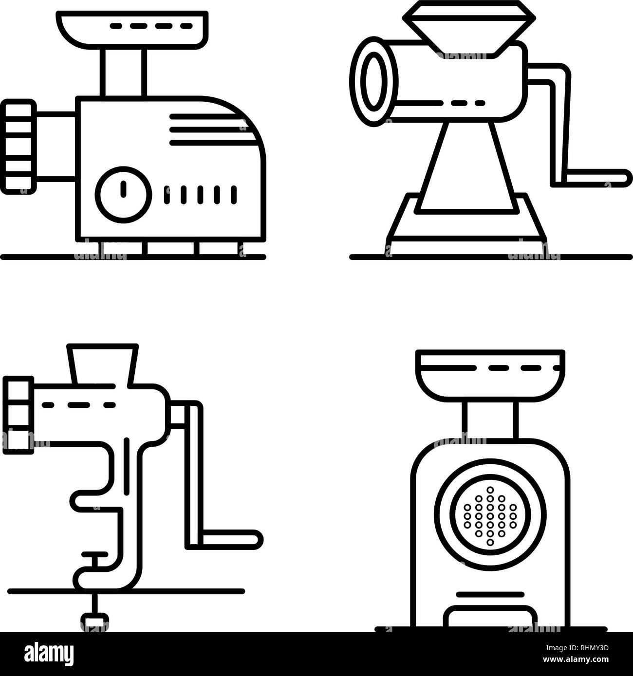 Meat grinder icons set, outline style Stock Vector Image & Art - Alamy