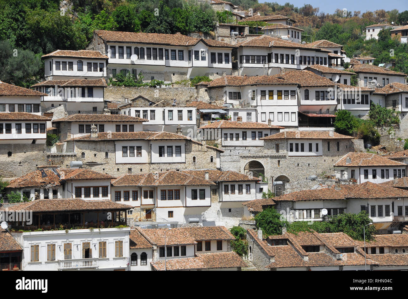 The city of Berat in Albania (Shqiperia), Europe. UNESCO world heritage ...