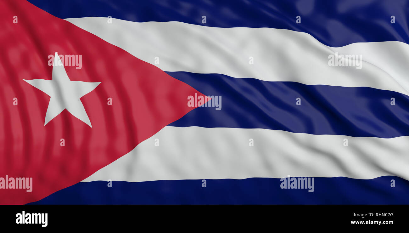 Cuba symbol. Cuban waving flag background texture. 3d illustration ...