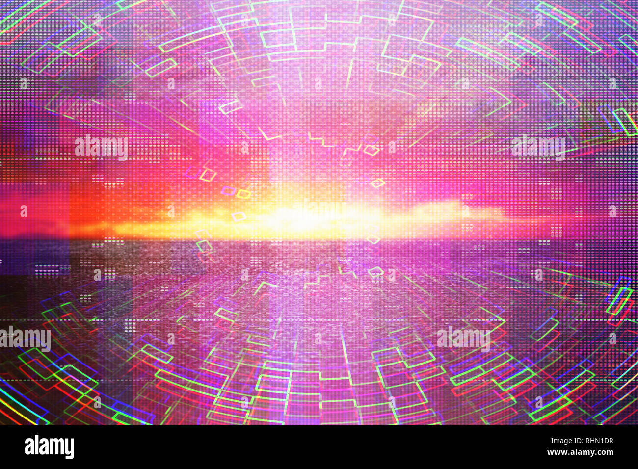 Futuristic background of the 80s retro style. Digital or Cyber Surface ...