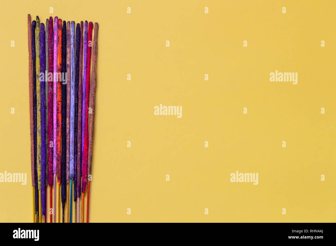 Background of colorful incense sticks of different smells. Handmade ...