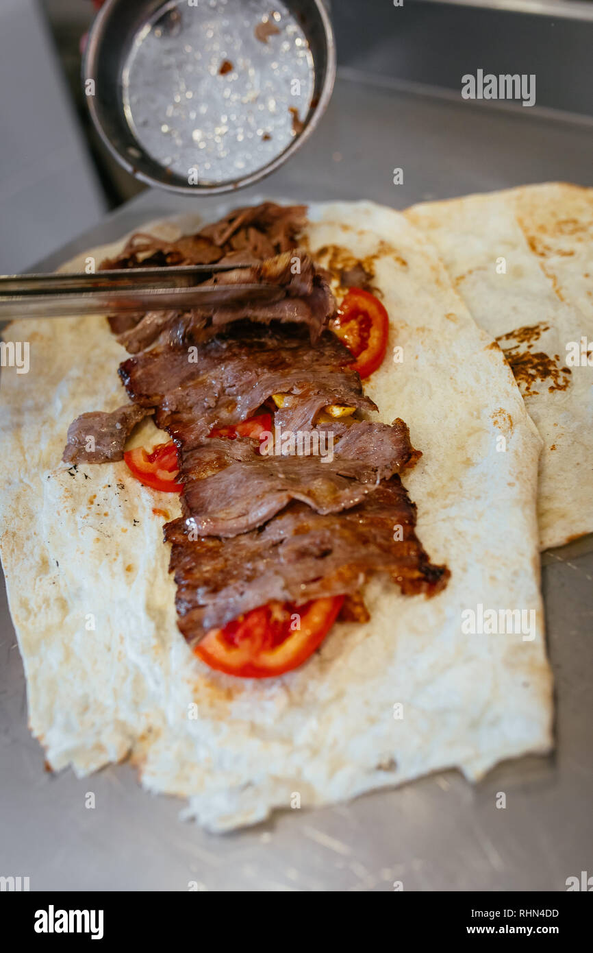 Turkish Doner Kebab, Shawarma or Gyros. Traditional Turkish Doner Kebab ...