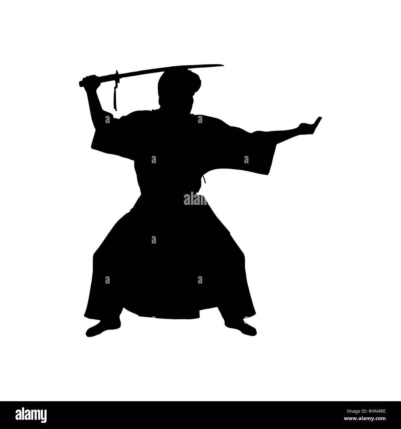 Silhouette of Japanese samurai warrior, simple pattern Stock Vector ...
