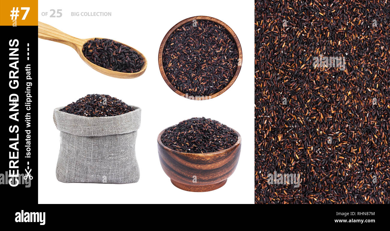 Black rice isolated on white background, collection Stock Photo - Alamy