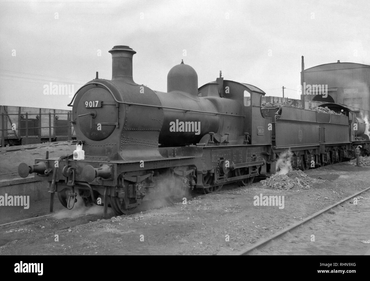 Steam engine number 9017, Earl of Berkeley, in sidings. Photographed in ...