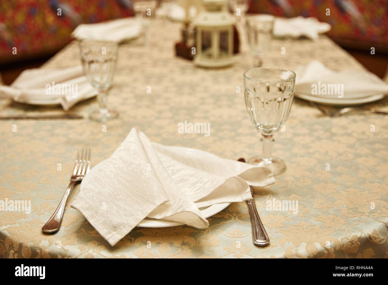 Luxury Table Setting Empty Knife Fork High Resolution Stock Photography ...