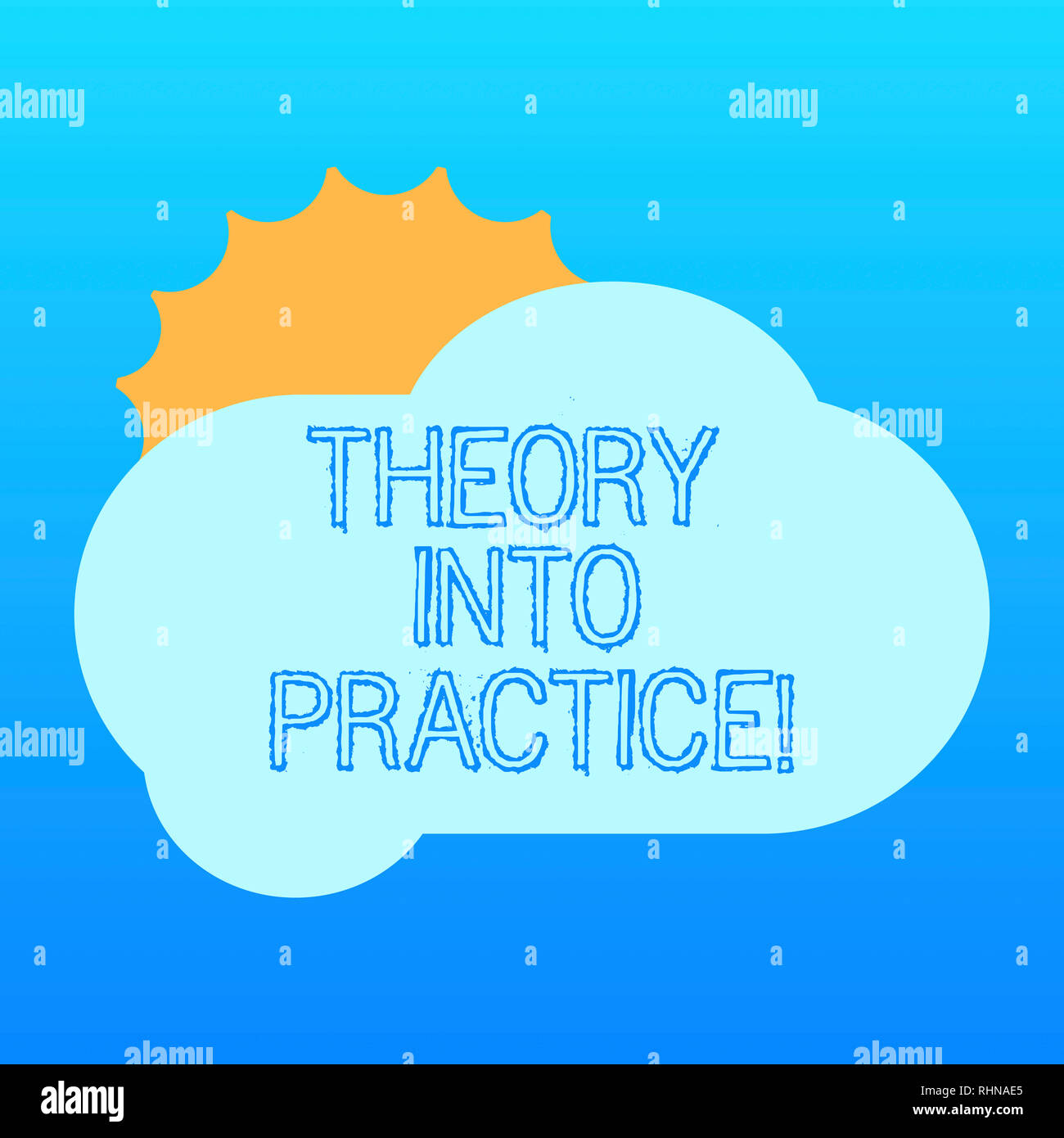 Handwriting text Theory Into Practice. Concept meaning Hands on ...