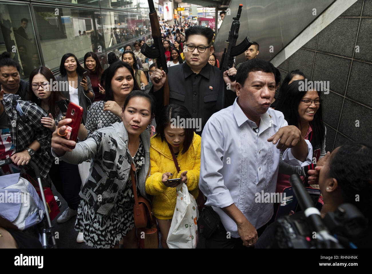 Hong Kong. 3rd Feb, 2019. Rodrigo Duterte and Kim Jong-un impersonators ...