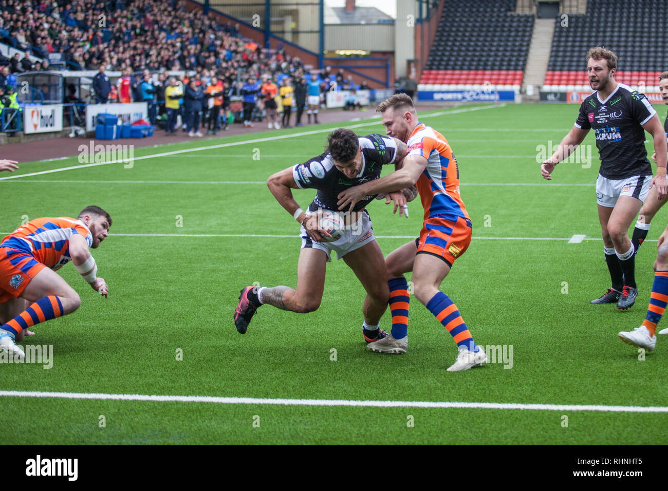 Anthony Gelling scores his first try of the afternoon. Widnes Vikings ...