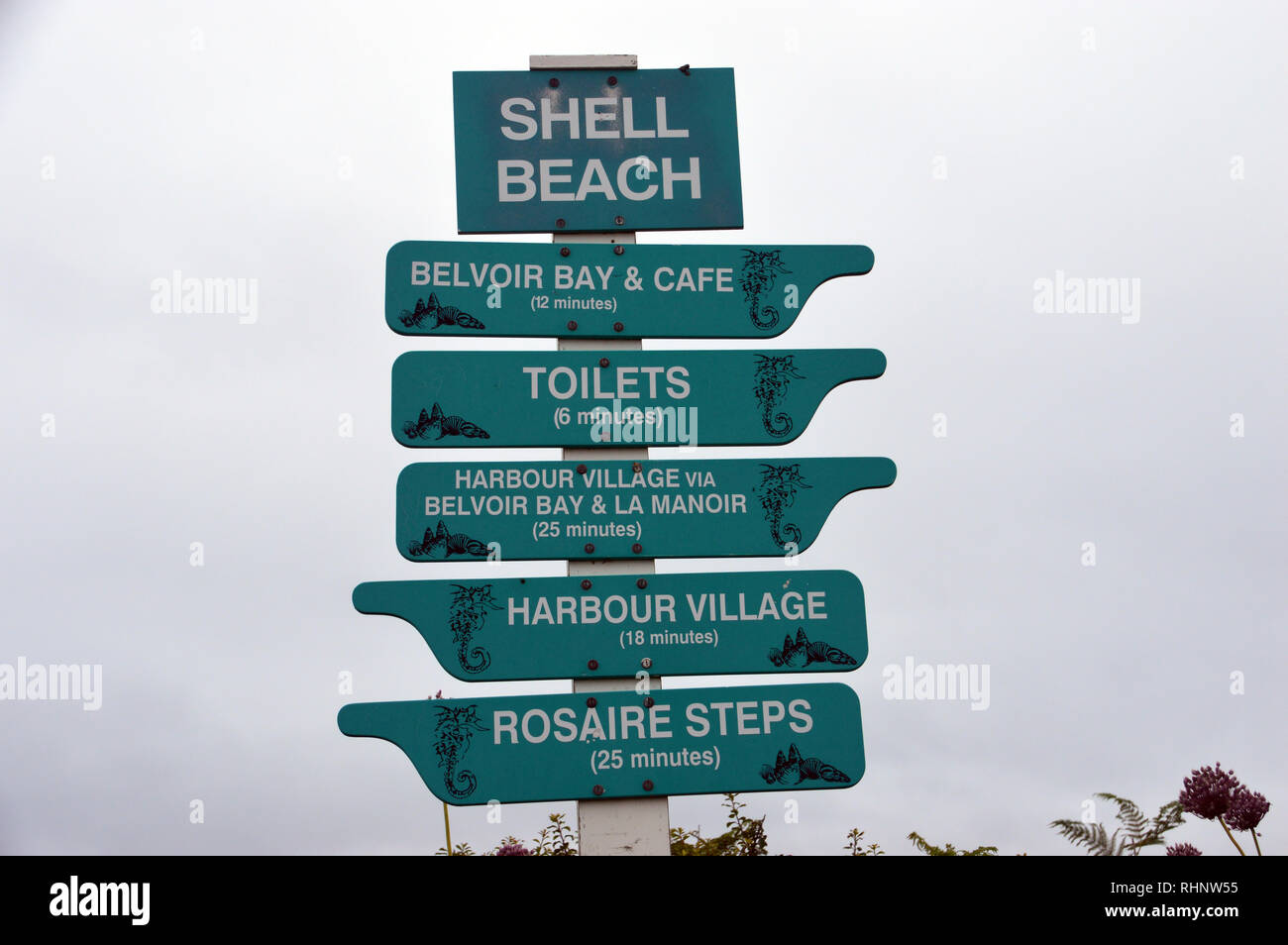 Wooden Signpost on Shell Beach from the Coastal Path on Herm Island ...