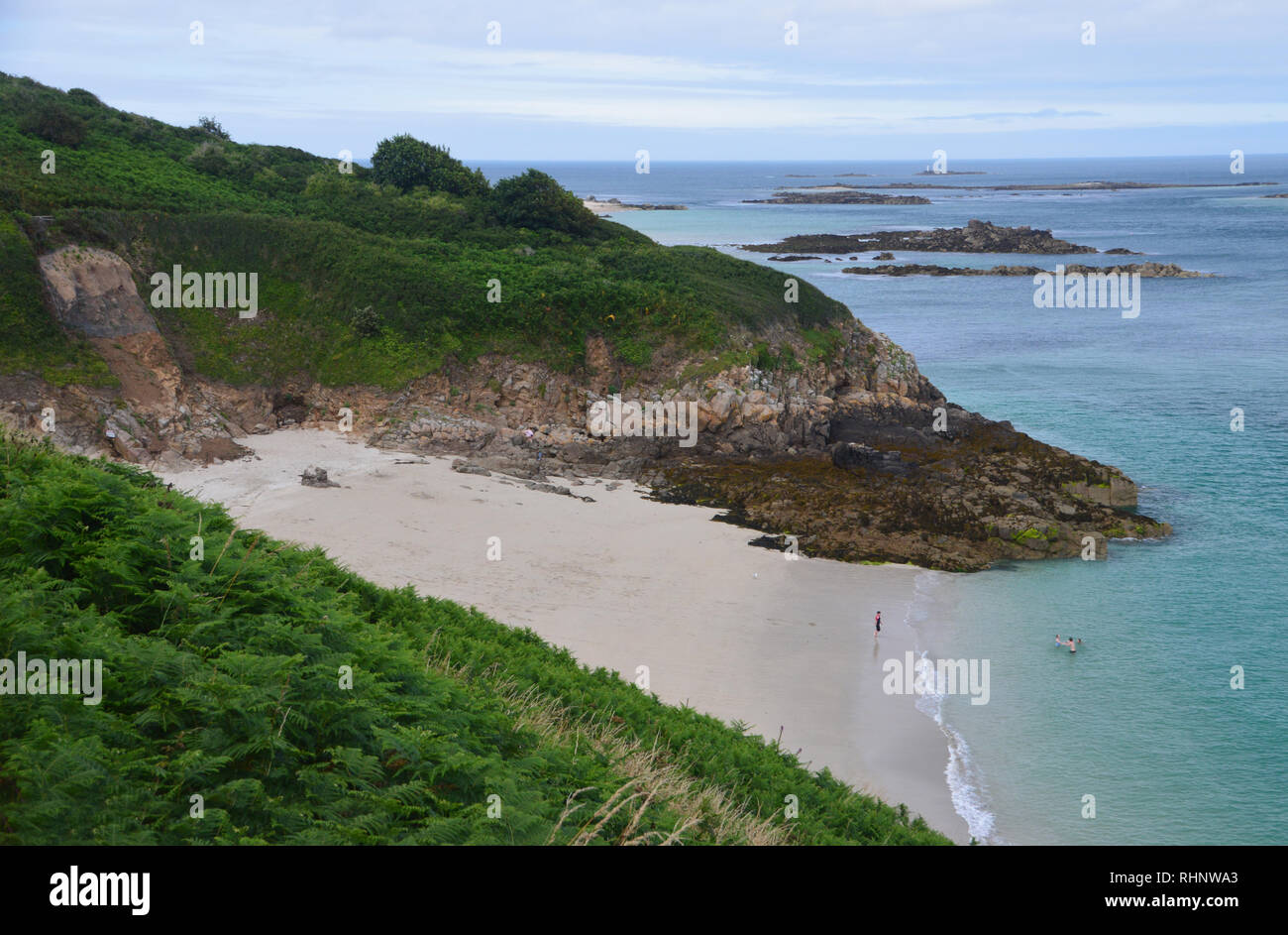 Belvoir Beach from the Coastal Path on Herm Island, Channel Islands.UK ...