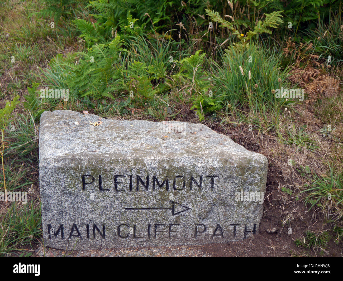 Engraved Stone Waymarker for Pleinmont & Main Cliff Path on the Coastal ...