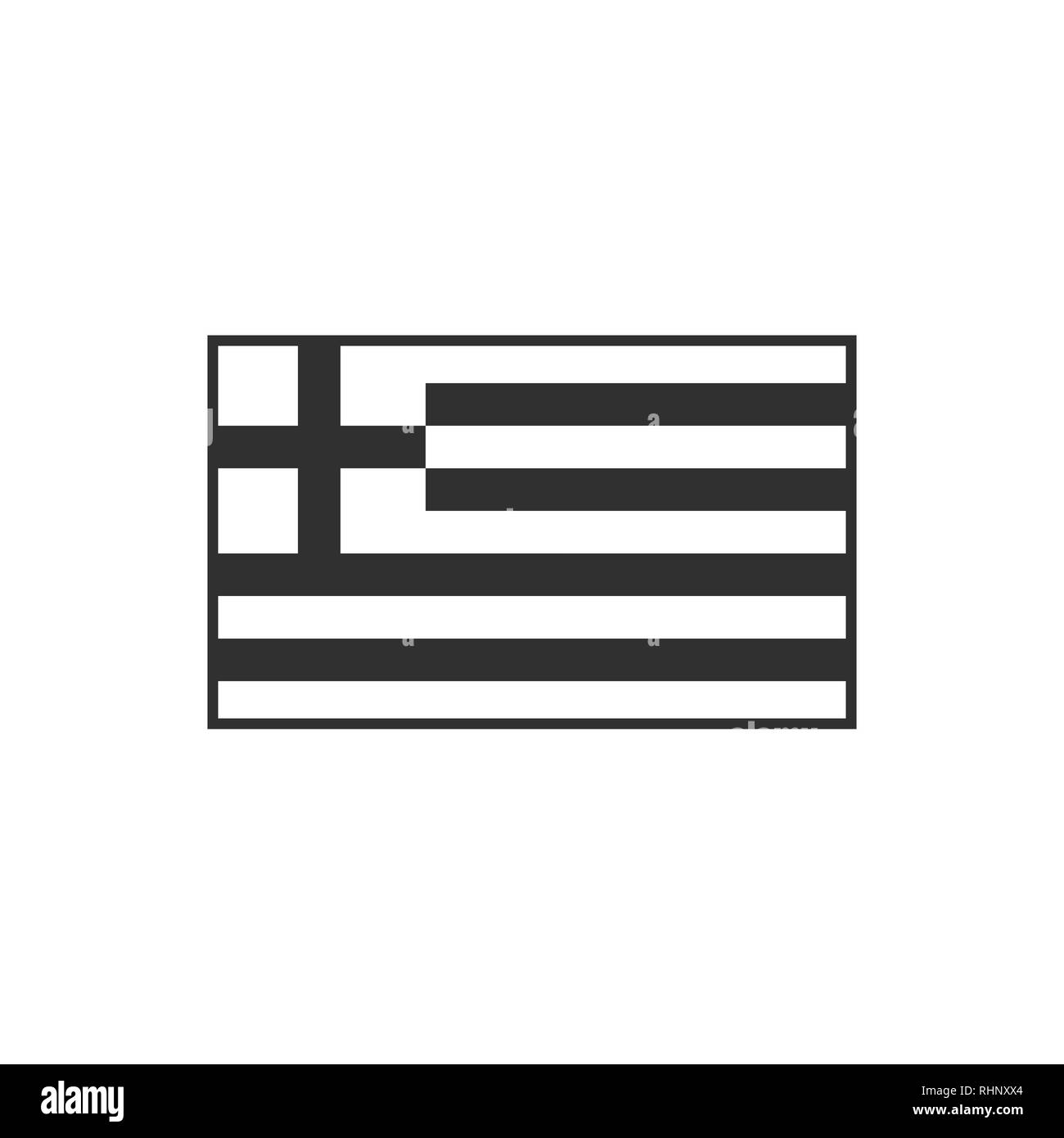Greece flag icon in black outline flat design. Independence day or ...