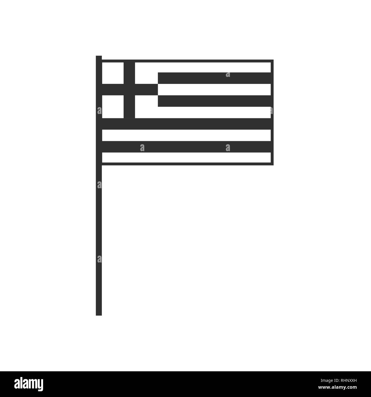 Greece flag icon in black outline flat design. Independence day or ...