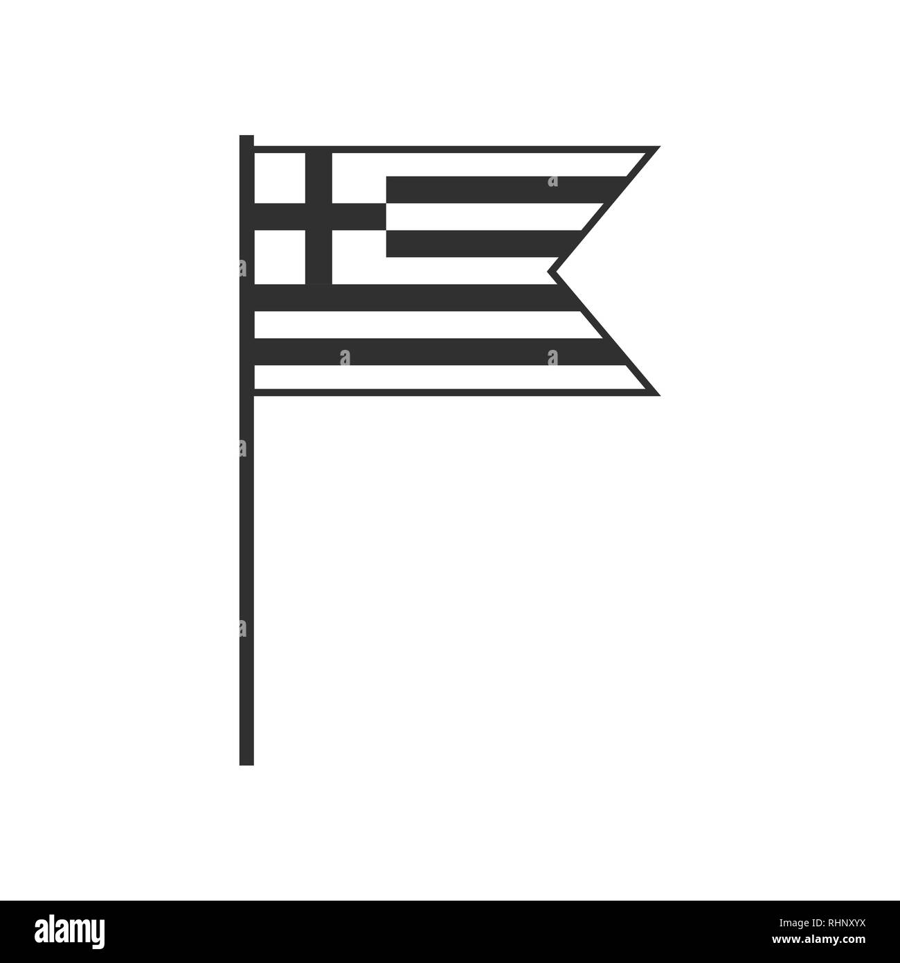 Greece flag icon in black outline flat design. Independence day or ...