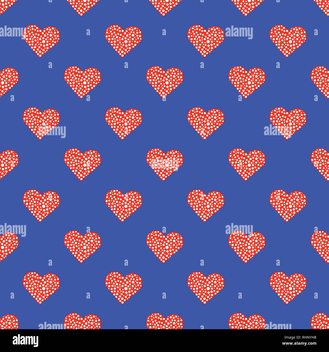 Red heart seamless pattern on the blue background Stock Vector Image ...