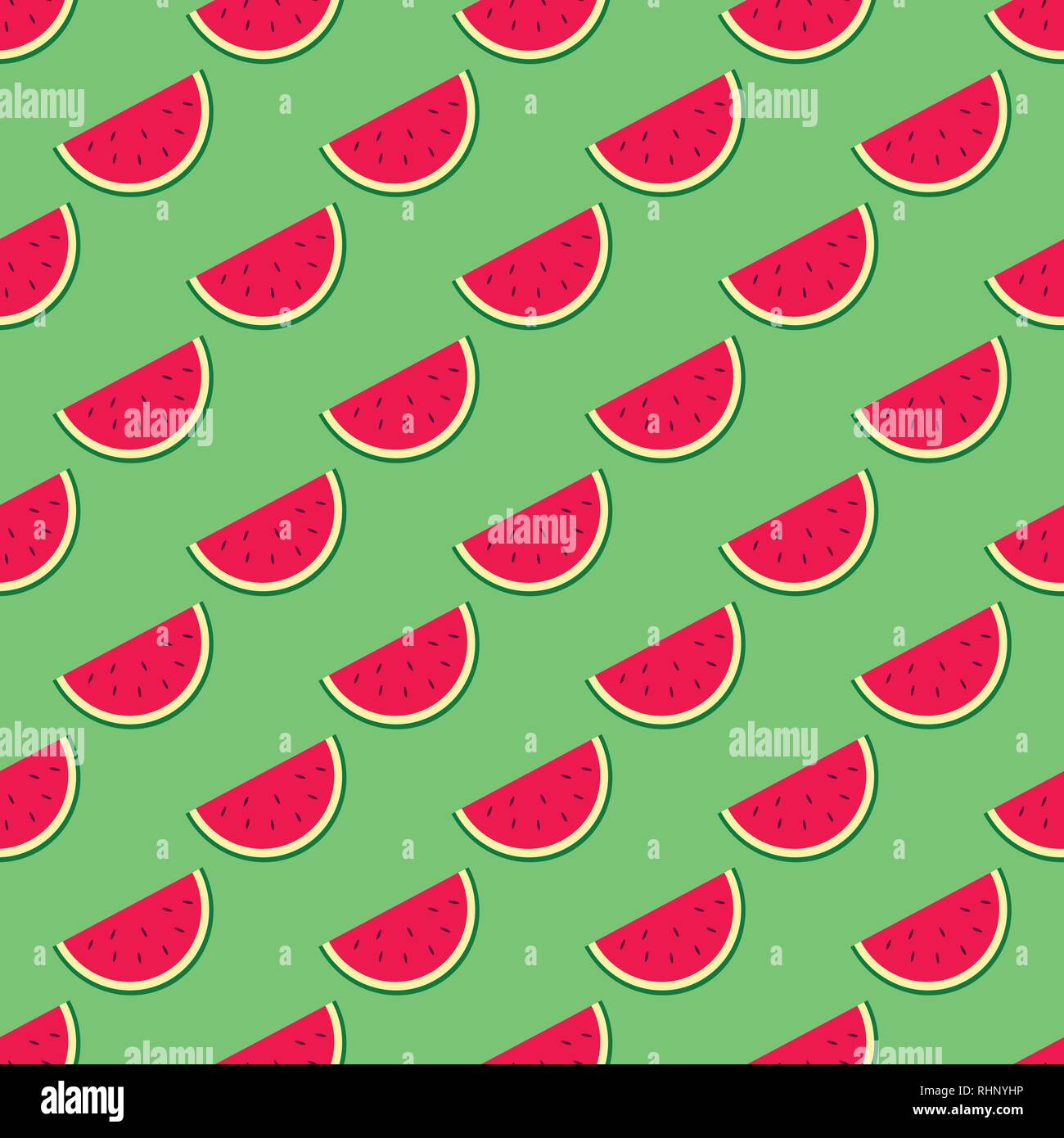 Watermelon slice seamless pattern on the neon green background Stock ...