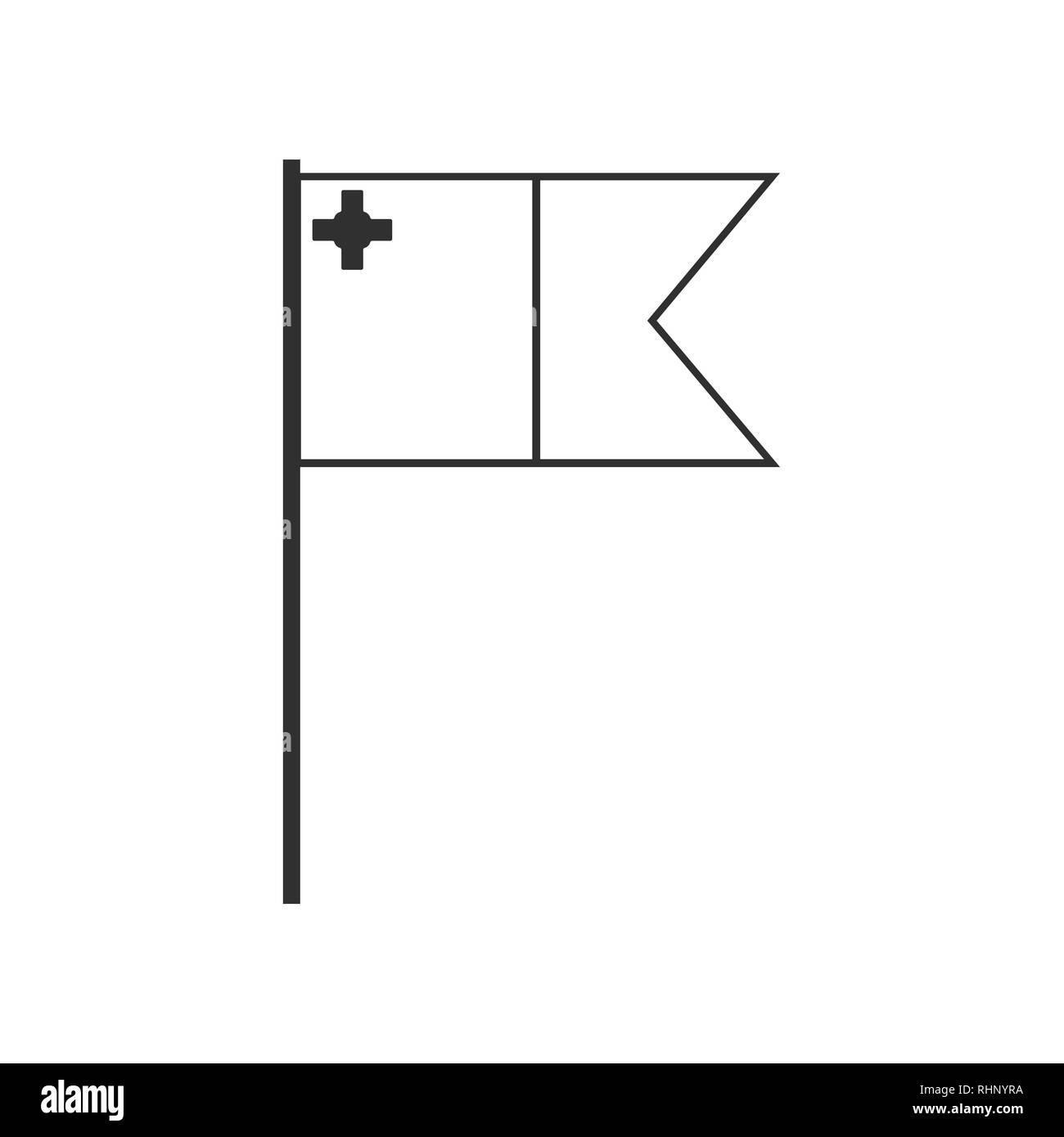 Malta flag icon in black outline flat design. Independence day or ...