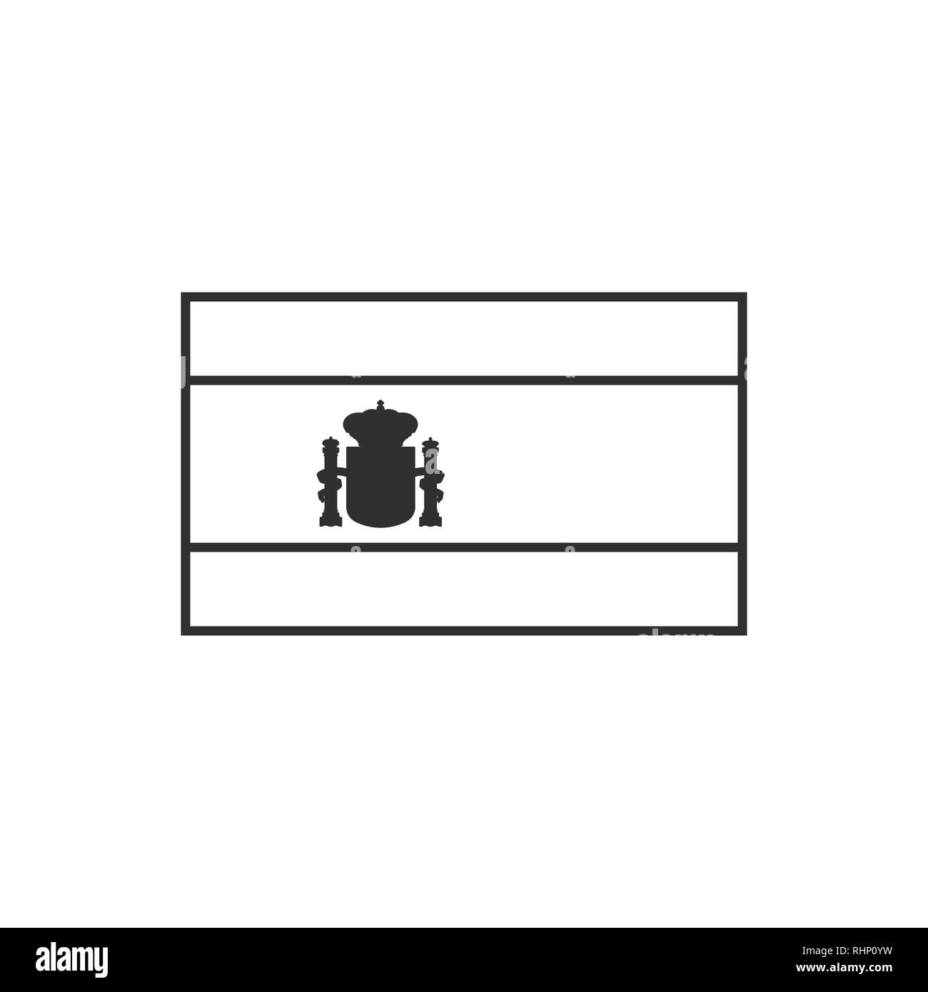 Spain flag icon in black outline flat design. Independence day or ...