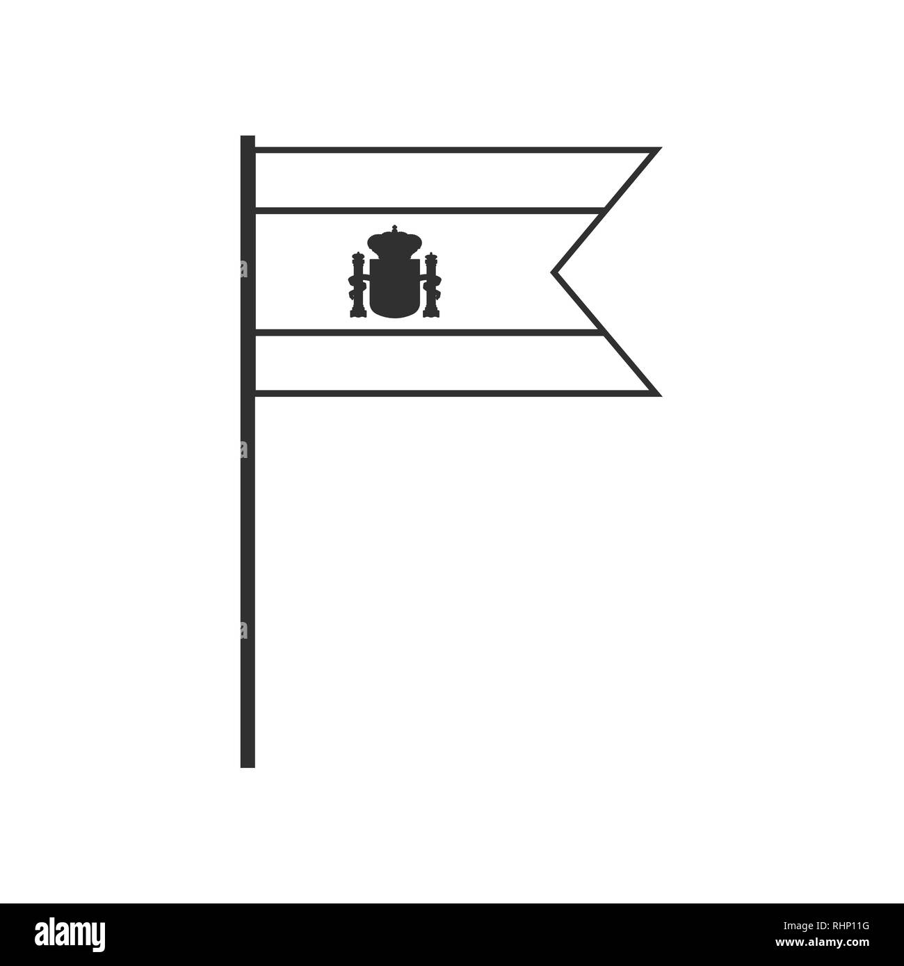Spain flag icon in black outline flat design. Independence day or ...