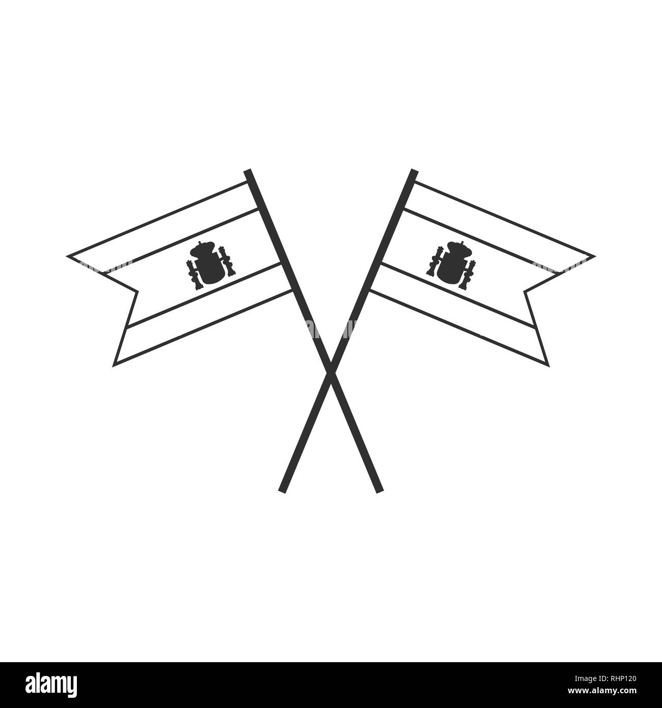 Spain flag icon in black outline flat design. Independence day or ...
