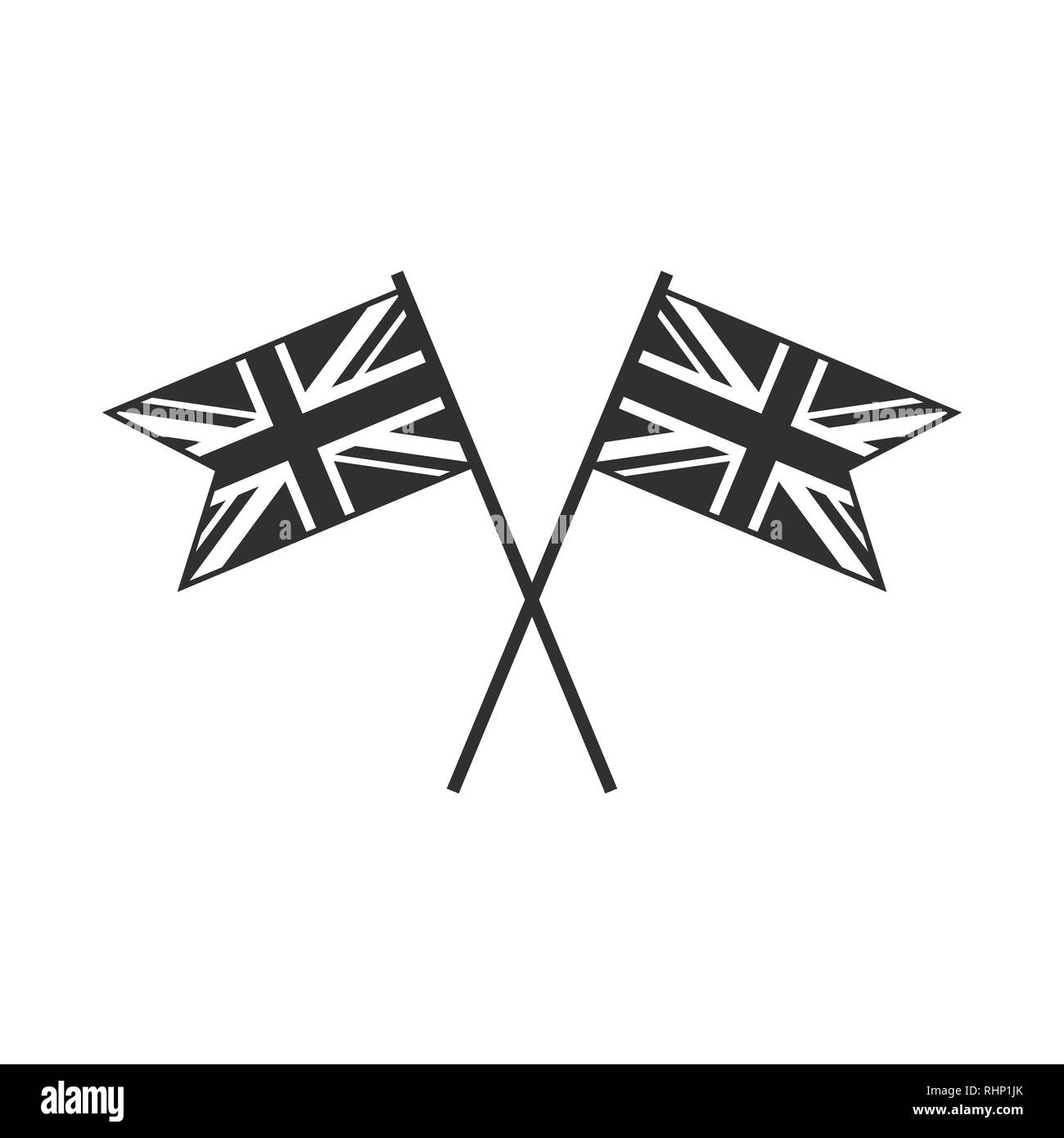 United Kingdom flag icon in black outline flat design. Independence day ...