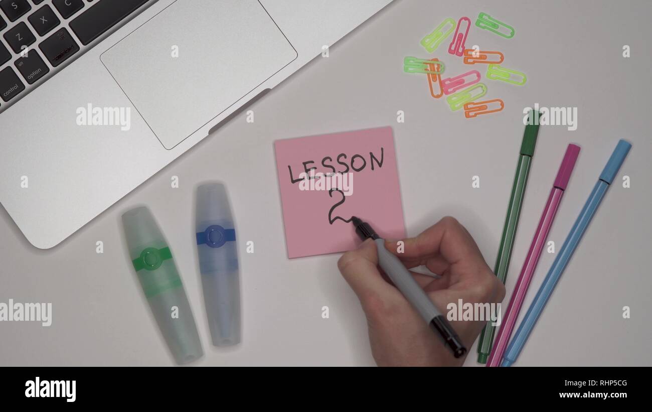 Sticky notes pen laptop table adhesive note hi-res stock photography ...