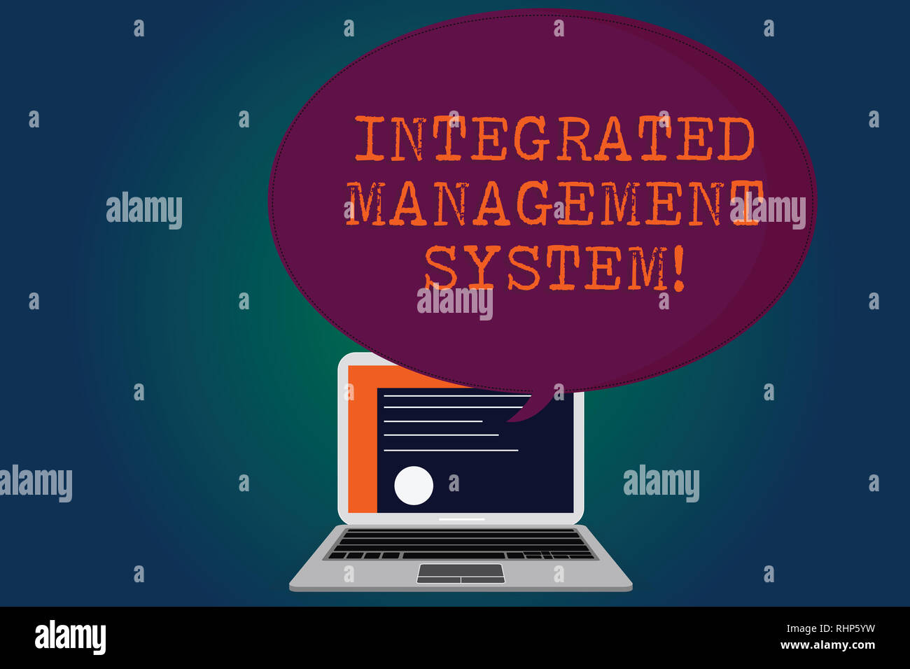 Handwriting text Integrated Management System. Concept meaning combines ...