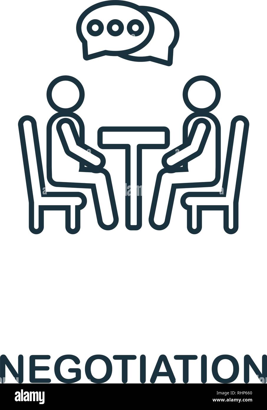 Negotiation icon. Thin outline creativeNegotiation design from soft ...