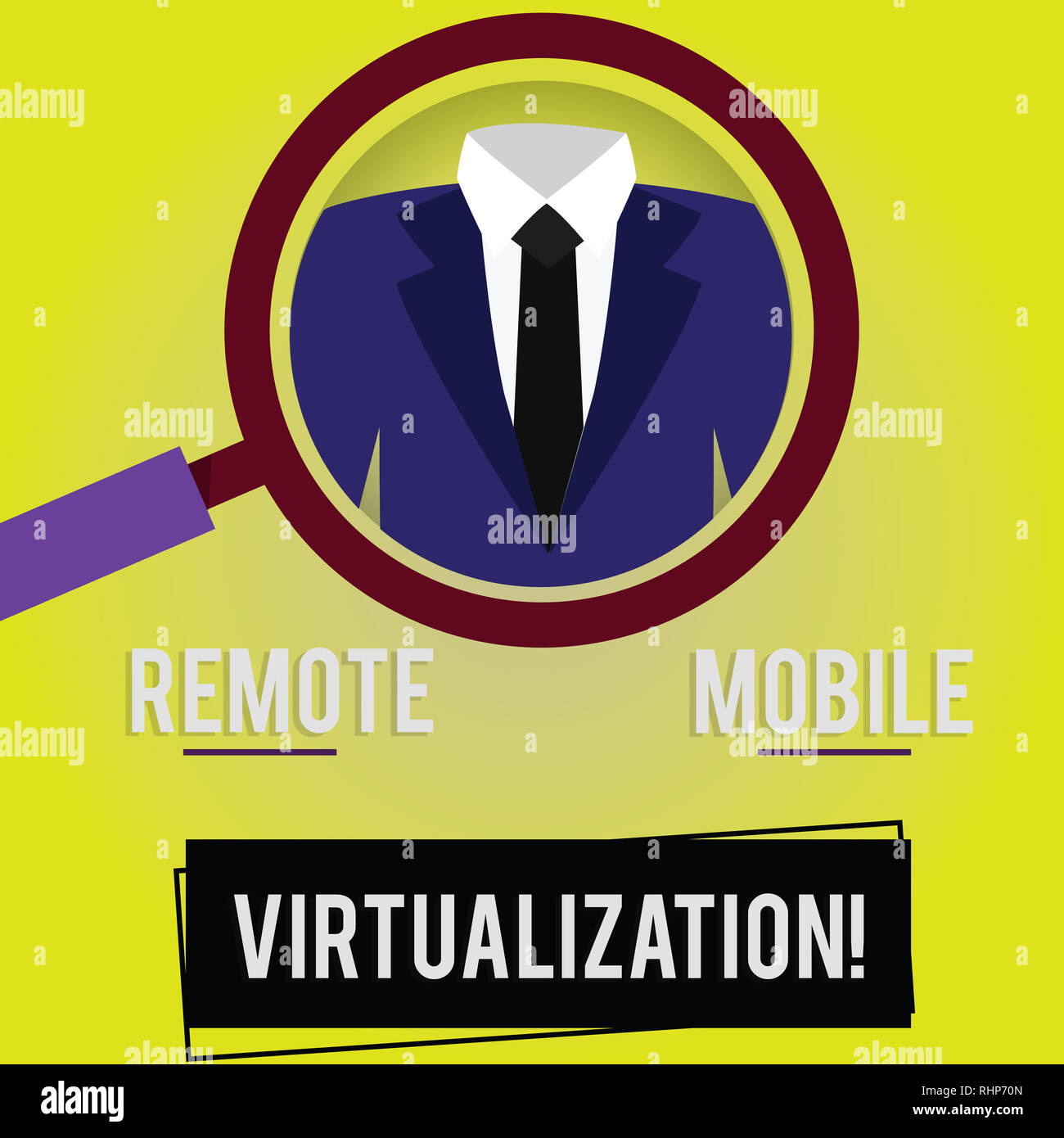 Handwriting text Remote Mobile Virtualization. Concept meaning can ...