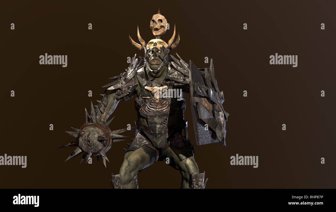 fierce orc fighter 3d render Stock Photo - Alamy