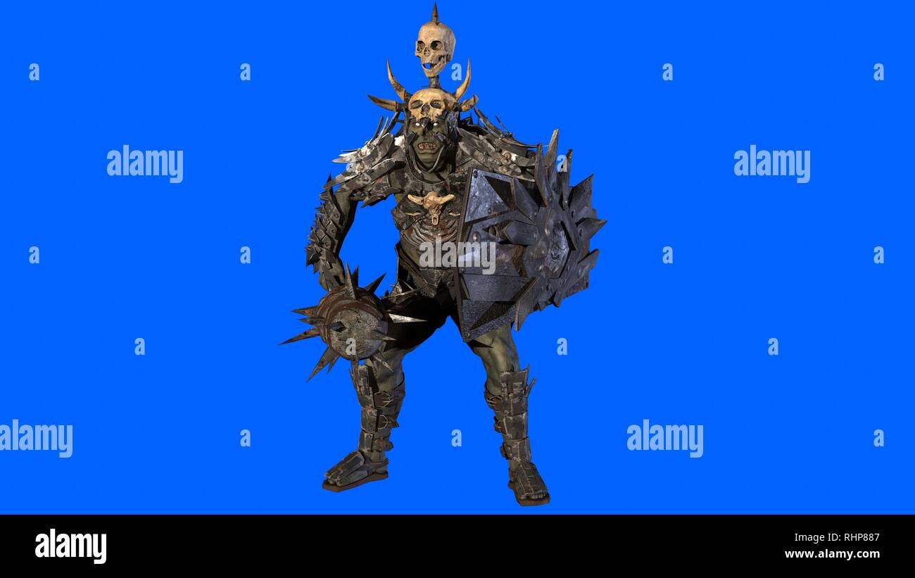 fierce orc fighter 3d render Stock Photo - Alamy