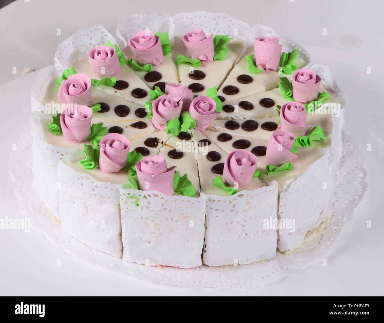 Tasty Cake with cream flowers Stock Photo - Alamy