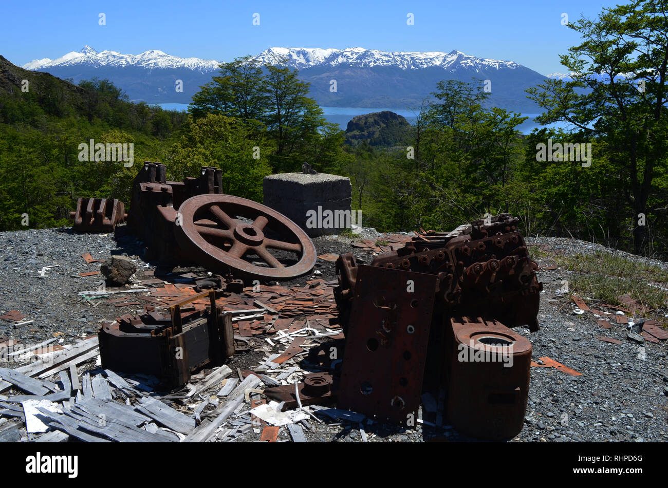 Rusty industrial machinery at Mina Escondida, an abandoned lead, zinc ...