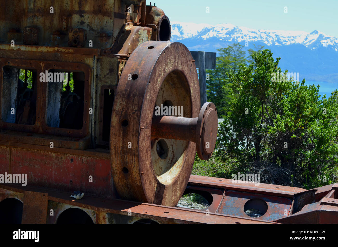 Rusty industrial machinery at Mina Escondida, an abandoned lead, zinc ...