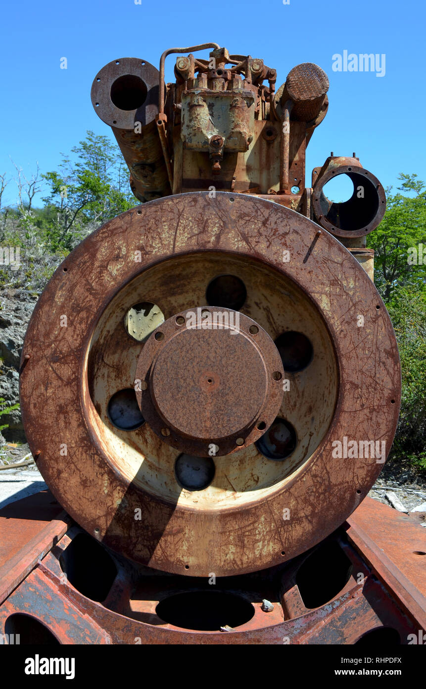 Rusty industrial machinery at Mina Escondida, an abandoned lead, zinc ...