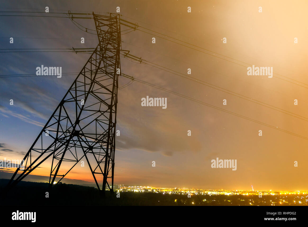 Transmission and long distance distribution of electricity concept ...