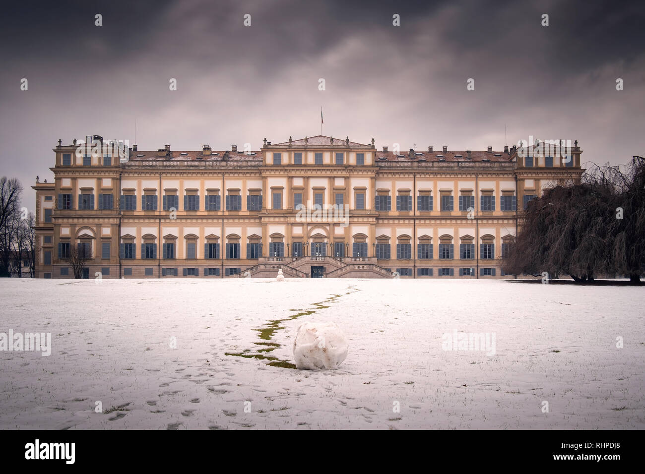 Royal Villa of Monza in winter, one of the major tourist attraction in ...
