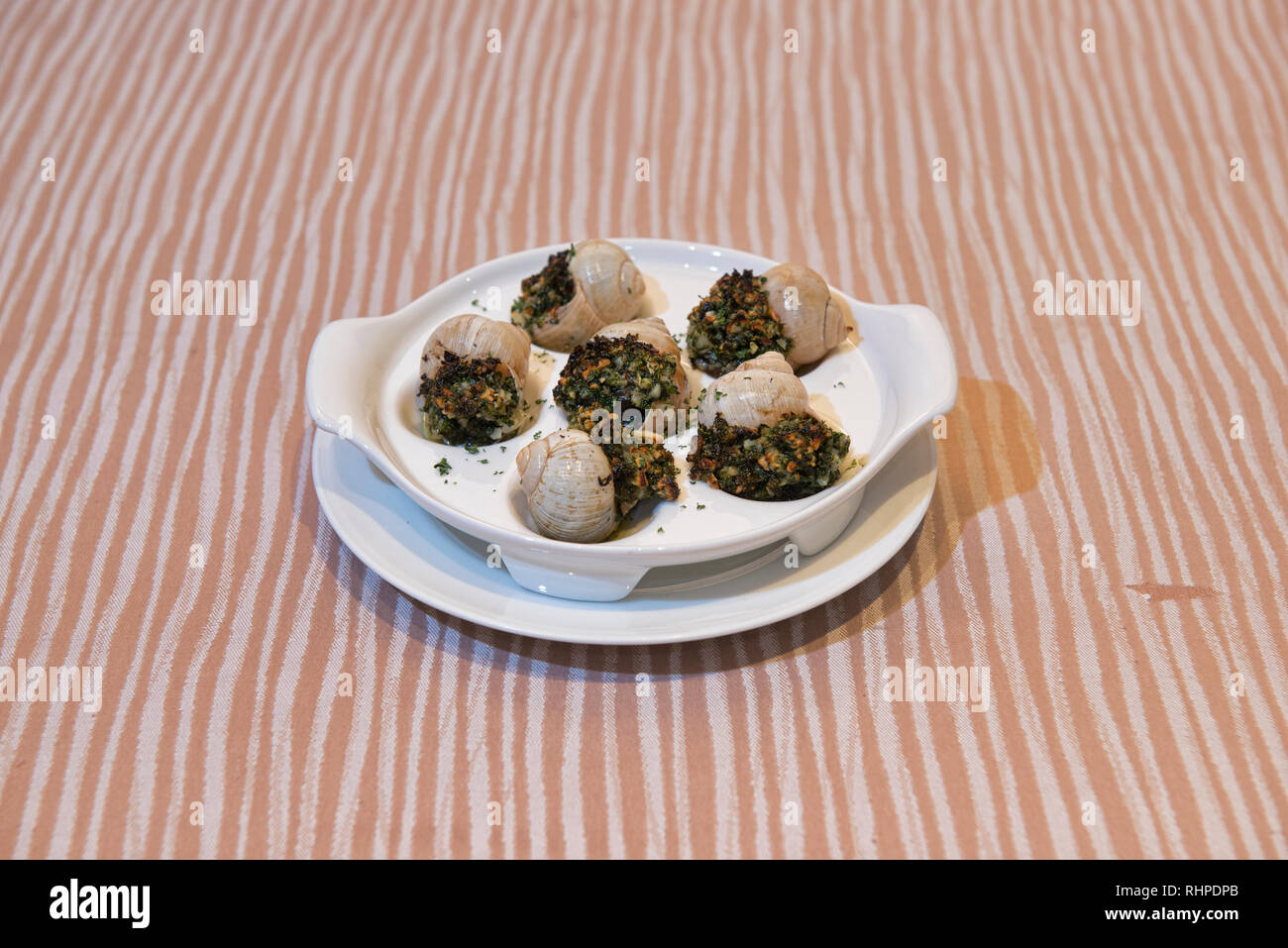 Stuffed escargot at a French restaurant in Bangkok, Thailand Stock ...