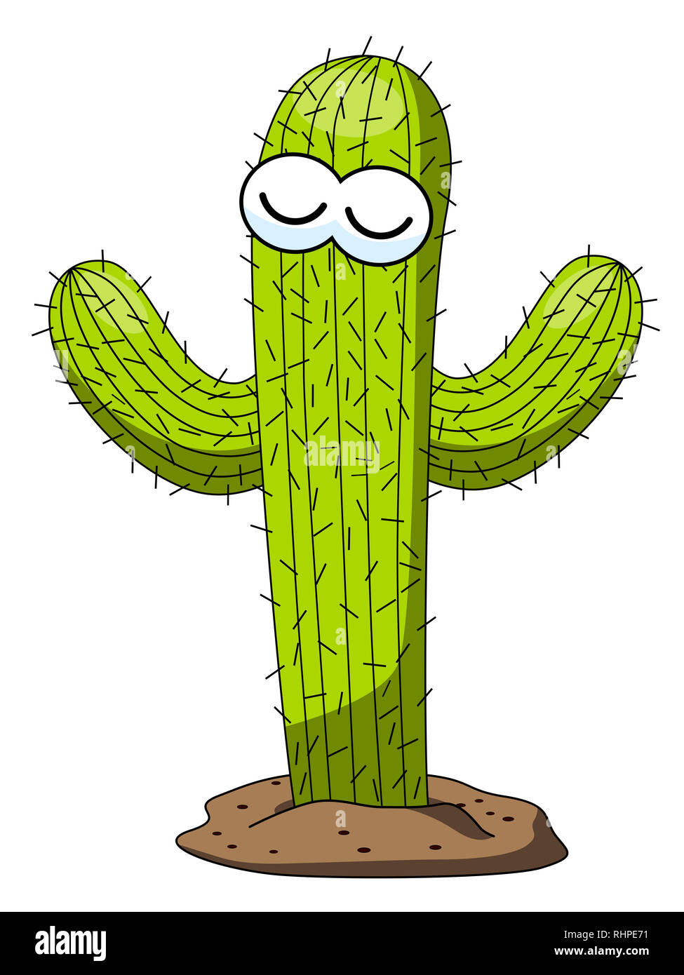 cactus cartoon funny character meditation relaxation isolated on white ...